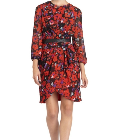 W118 by Walter Baker | Dresses | W18 Walter Baker Red Floral 34 Sleeve ...